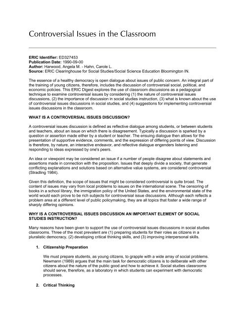Controversial Issues in the Classroom - ProCon.org