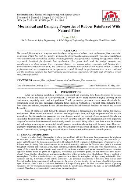 Mechanical and Damping Properties of Rubber Reinforced With Natural Fibre