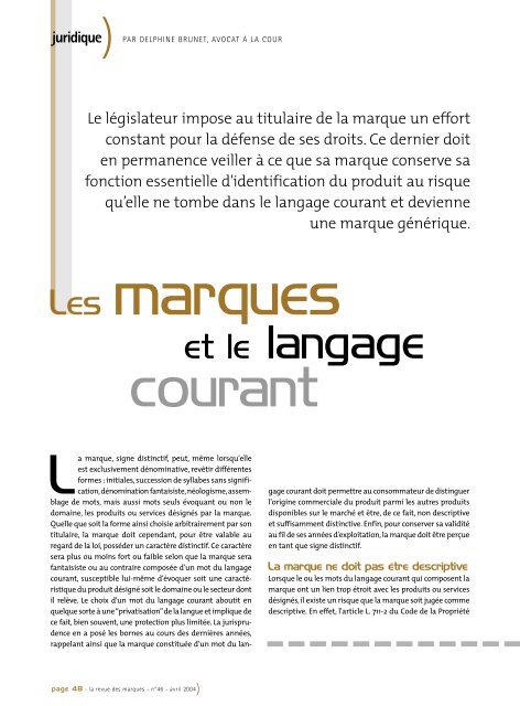 Les marques et le langage courant - Prodimarques