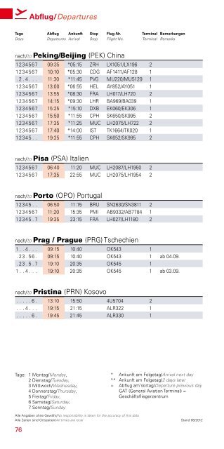 76 Abflug/Departures Tage