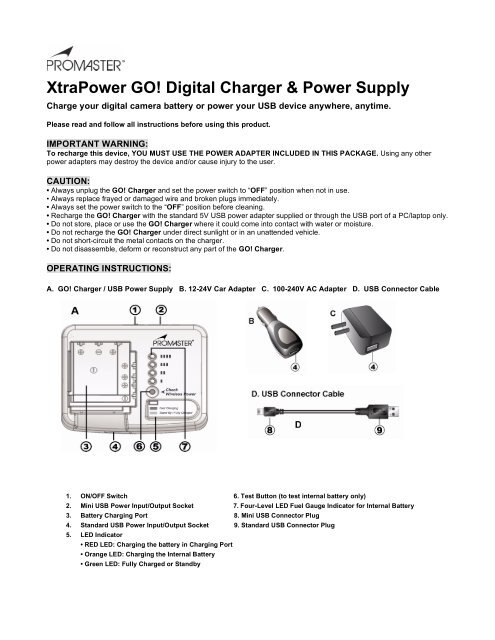 XtraPower GO! Digital Charger & Power Supply - Promaster