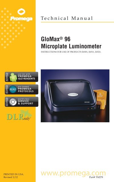 GloMax 96 Microplate Luminometer Technical Manual ... - Promega