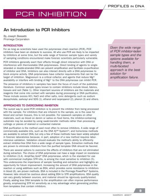 An Introduction to PCR Inhibitors - Promega