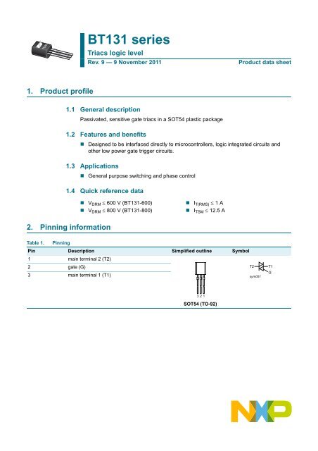 BT131 series Triacs logic level - Micros