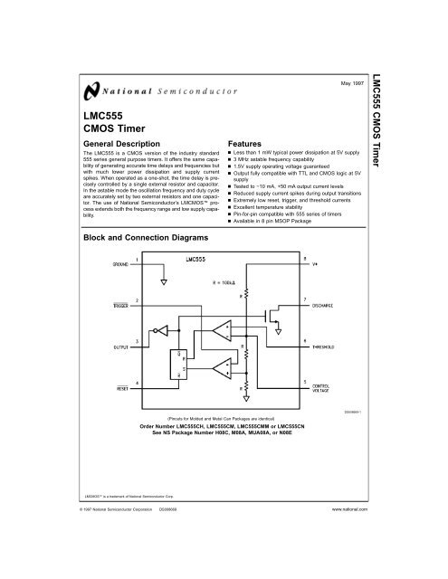 LMC555 CMOS Timer