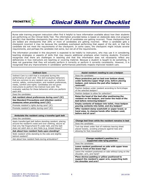 Clinical Skills Test Checklist - Prometric