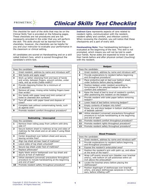 Clinical Skills Test Checklist - Prometric