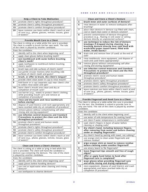 HOME CARE AIDE SKILLS CHE