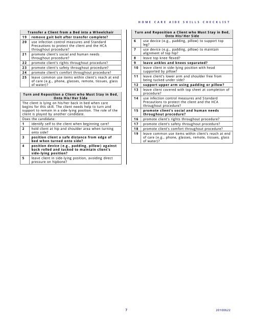 HOME CARE AIDE SKILLS CHE