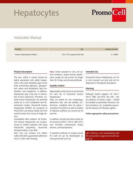 Hepatocytes - PromoCell