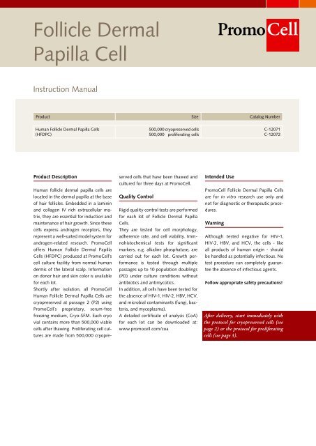 Follicle Dermal Papilla Cell - PromoCell