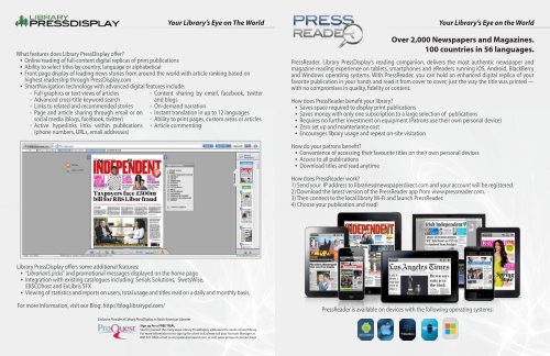 Library PressDisplay and PressReader Brochure (PDF) - ProQuest