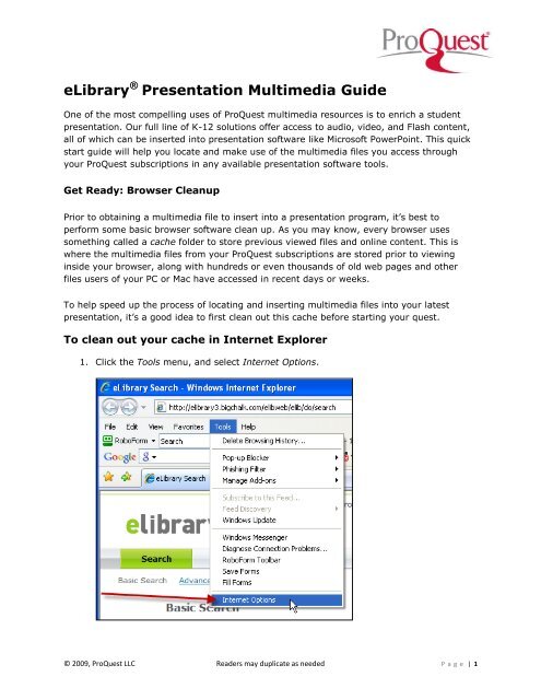 eLibraryÂ® Presentation Multimedia Guide - ProQuest