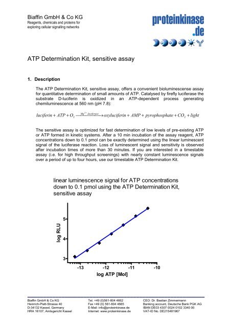 ATP Determination Kit, sensitive assay - Biaffin GmbH