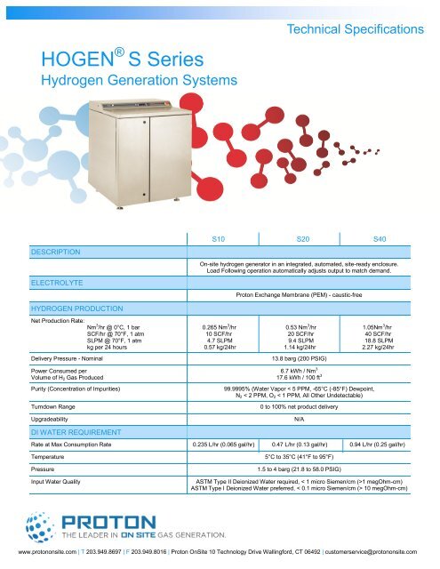 HOGEN S Series - Proton OnSite