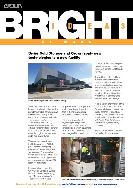 Swires Cold Storage - Bright Ideas Crown Case Study