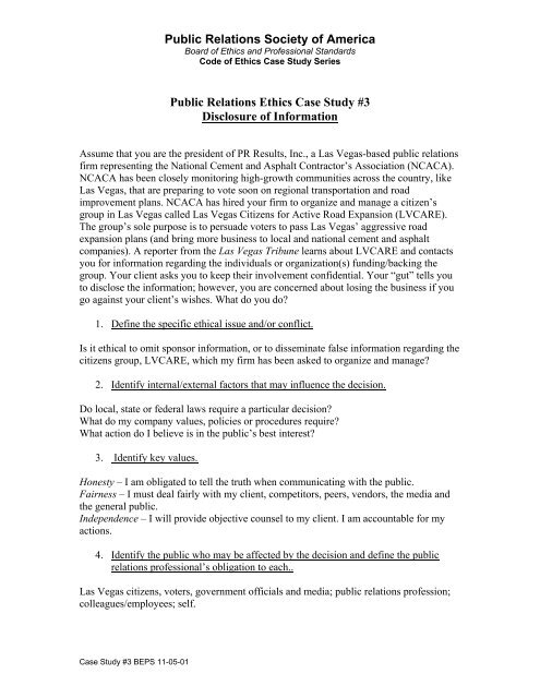Public Relations Ethics Decision Making Guide