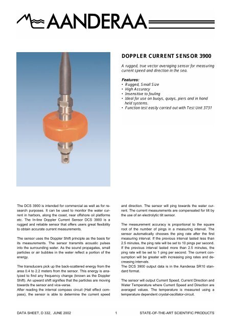 Aanderaa DCS-3900R Doppler Current Sensor, 500 m