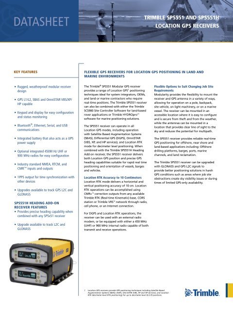 Trimble SPS551H Data Sheet - Accupoint
