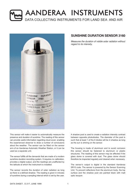 Aanderaa Sunshine Duration sensor
