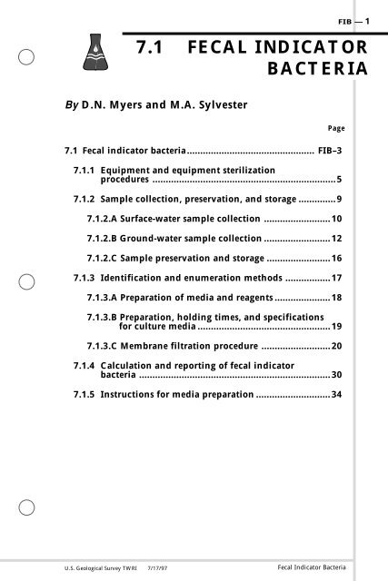 7.1 FECAL INDICATOR BACTERIA