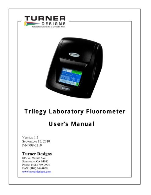 Trilogy Laboratory Fluorometer User's Manual - Turner Designs