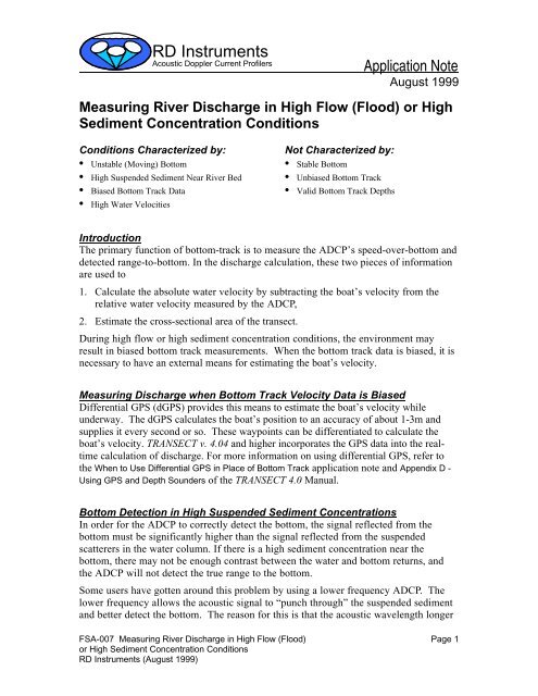 Measuring River Discharge in High Flow (Flood)