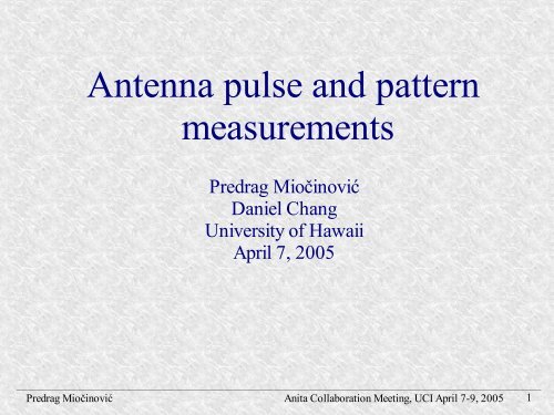 Antenna pulse and pattern measurements
