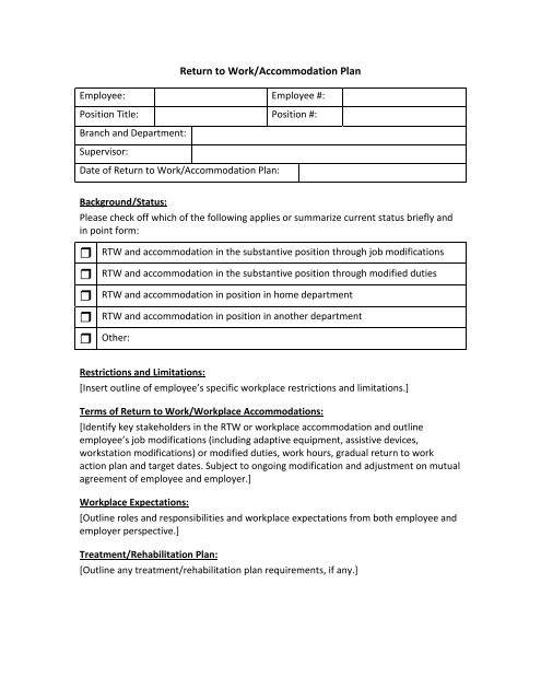 Return To Workaccommodation Plan 7222 Kb 4260