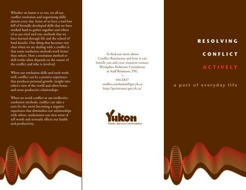 Conflict Resolution - Brochure - Public Service Commission