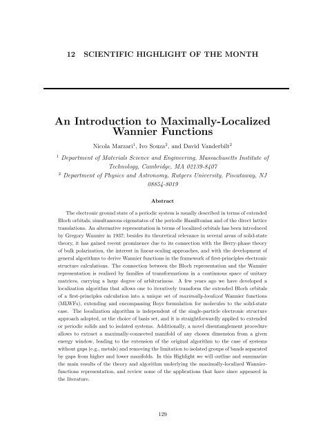 An Introduction to Maximally-Localized Wannier Functions