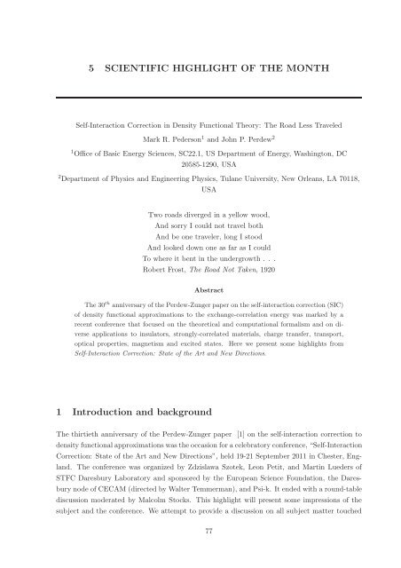 Highlight 109 Self Interaction Correction In Density Psi K