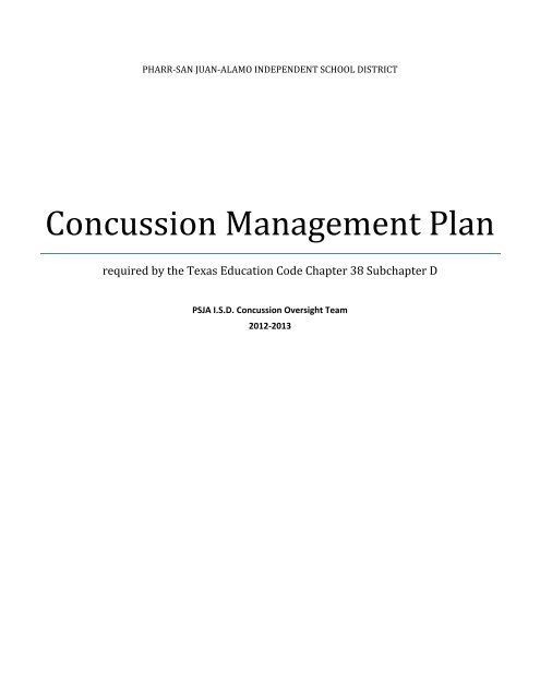 PSJA Concussion Management Plan.pdf - Pharr-San Juan-Alamo ISD
