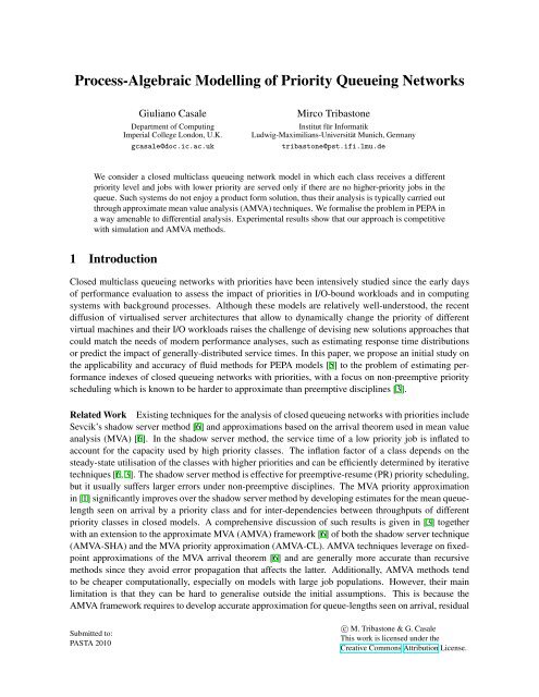 Process Algebraic Modelling Of Priority Queueing Networks