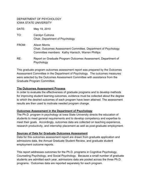 Department of Psychology - Iowa State University