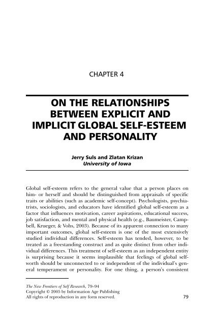 On the relationships between explicit and implicit global self-esteem ...