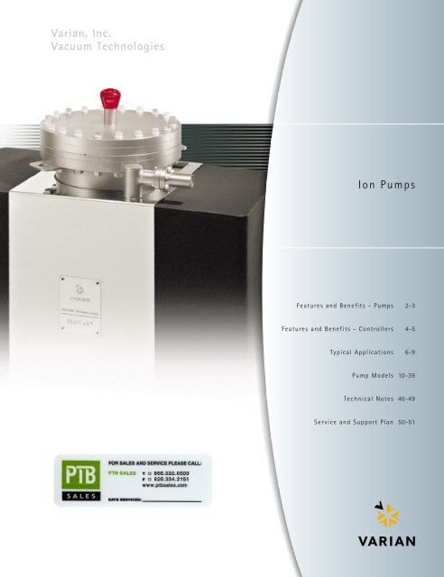 Ion Pumps Varian, Inc. Vacuum Technologies - PTB Sales