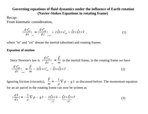 14 Governing equations in rotating coordinate