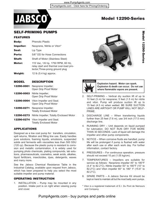 Jabsco Pumps 12290-0001 Pump - PumpAgents.com