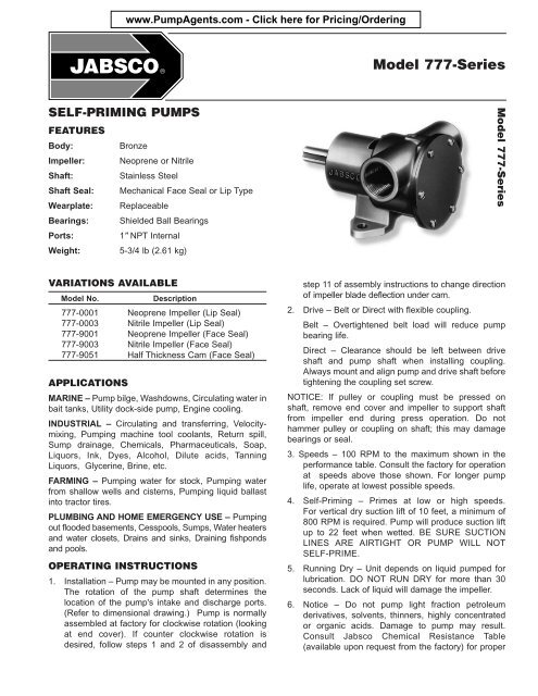 Product Data Sheet (Performance & Dimensions) - Pump Agents