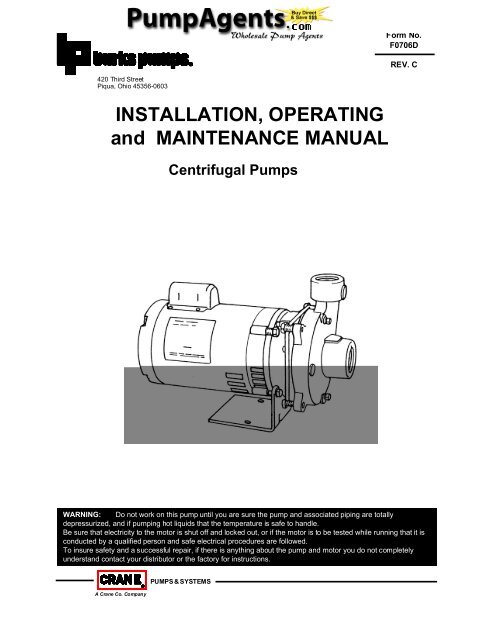 Burks Pump Centrifugal Pumps O&M manual - PumpAgents.com