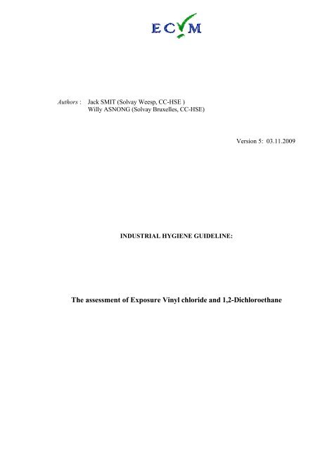 Industrial Hygiene Guideline for the assessment of Exposure ... - PVC