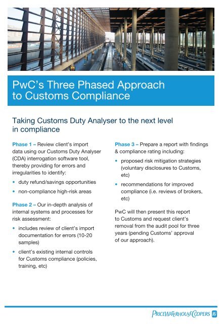 PwC's Three Phased Approach to Customs Compliance