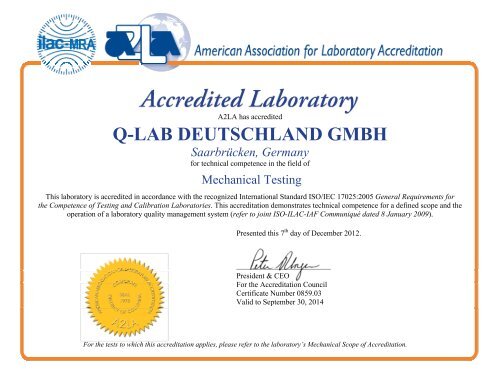 ISO17025-A2LA - Q-Lab