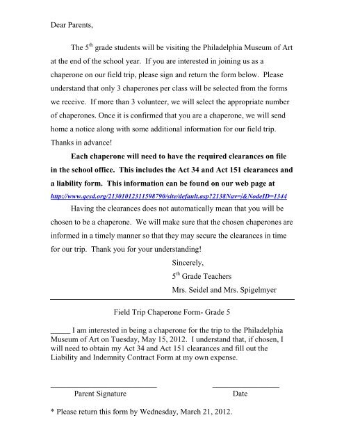 Field Trip Chaperone Form