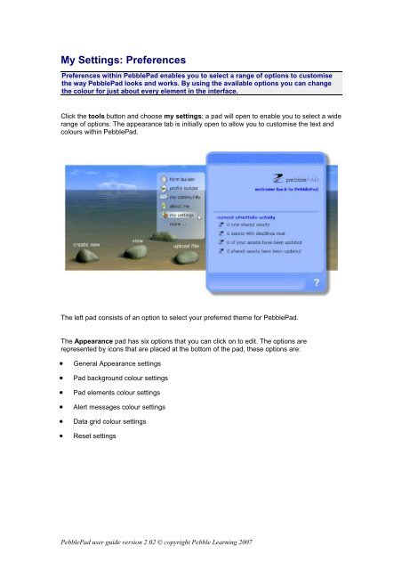 My Settings: Preferences