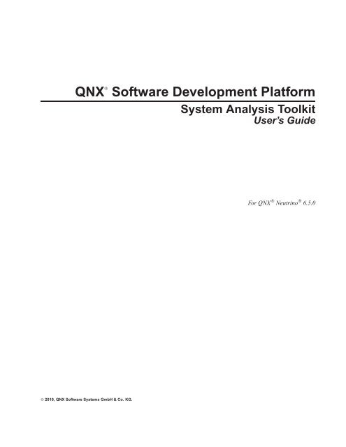 System Analysis Toolkit User's Guide - QNX Software Systems