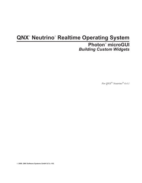 Photon microGUI Building Custom Widgets - QNX Software Systems