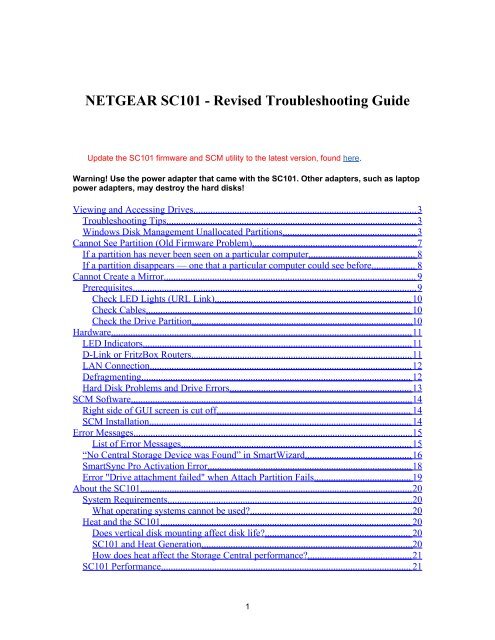 NETGEAR SC101 - Revised Troubleshooting Guide