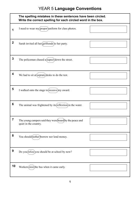 Year 5 Language Conventions
